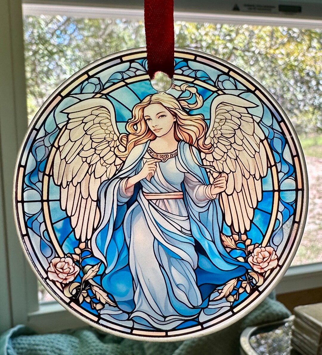 Angel Ornament, Stained Glass Angel, Christmas Ornament, Glass Ornament ...