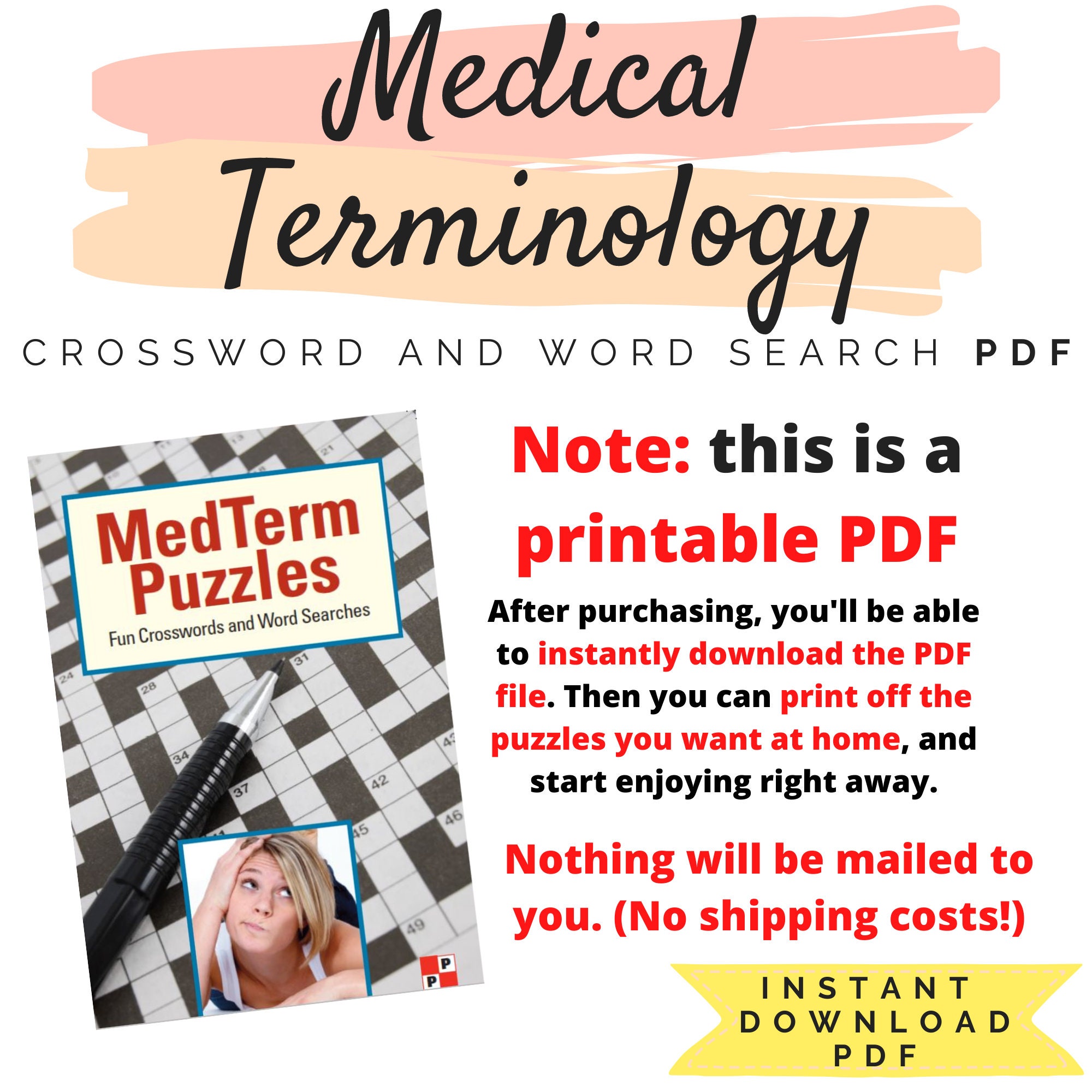 Fun Medical Terminology Crossword and Medical Terminology Word Search ...