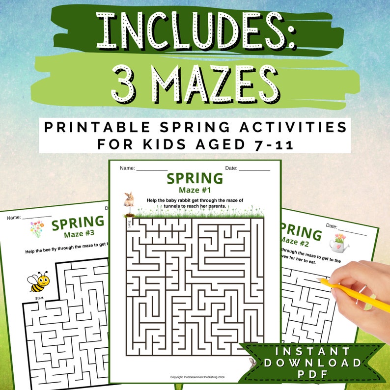 Fun Spring Activity Book for Kids Aged 7-11 Printable Spring Activities ...