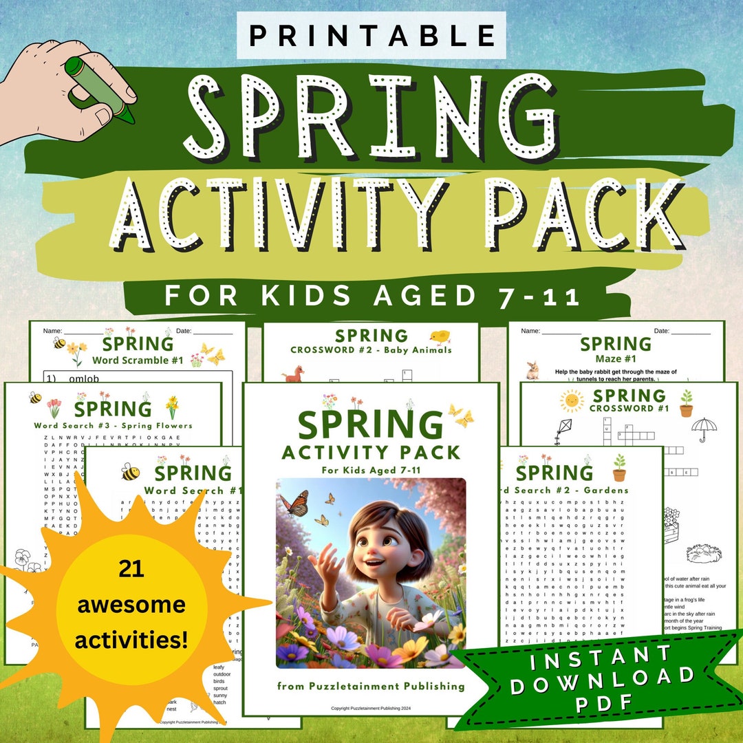 Fun Spring Activity Book for Kids Aged 7-11 Printable Spring Activities ...