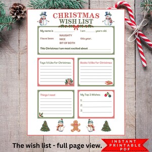Snowman Christmas Wish List for Kids, Printable PDF - Etsy