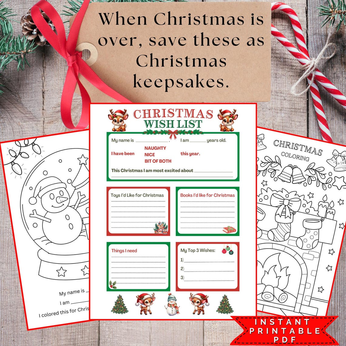 Reindeer Christmas Wish List for Kids: Printable Santa List (PDF) - Etsy