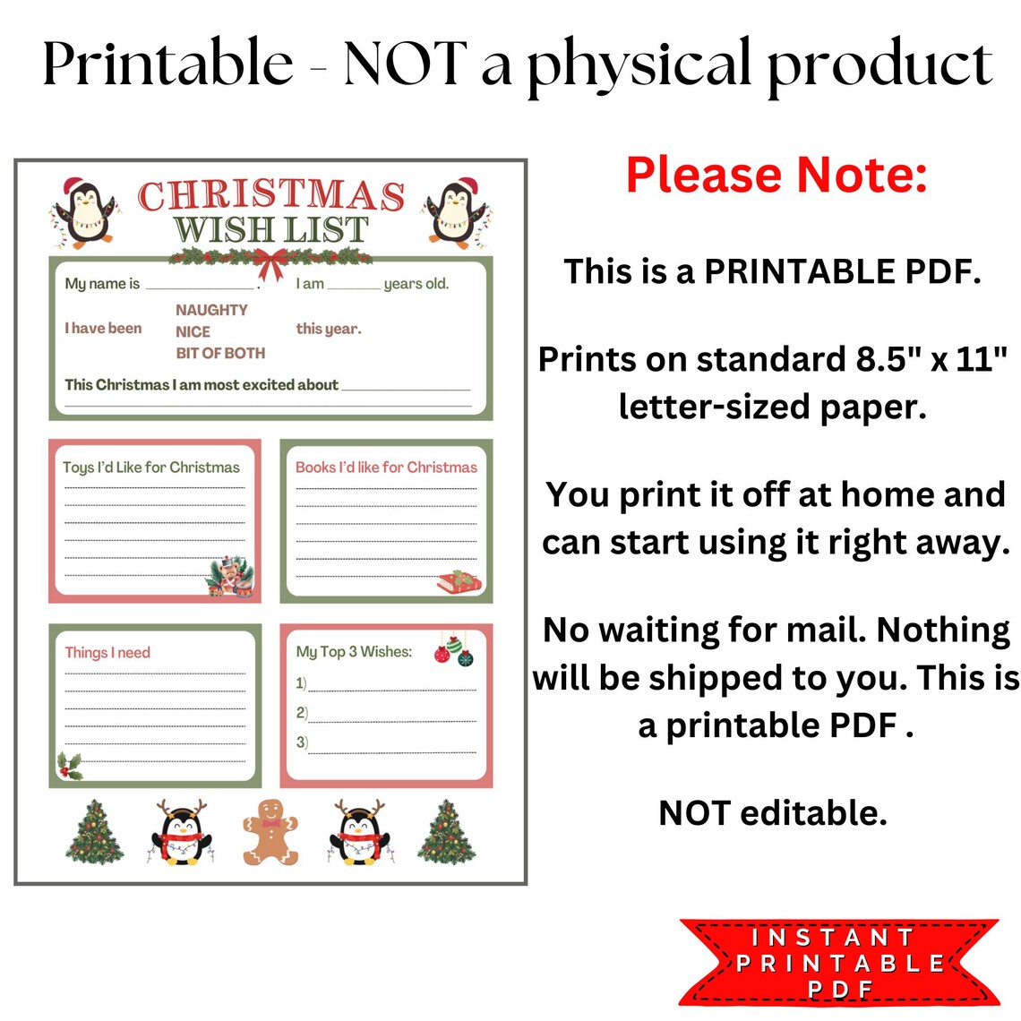 Christmas List for Kids, Christmas Wish List Christmas Gift List ...