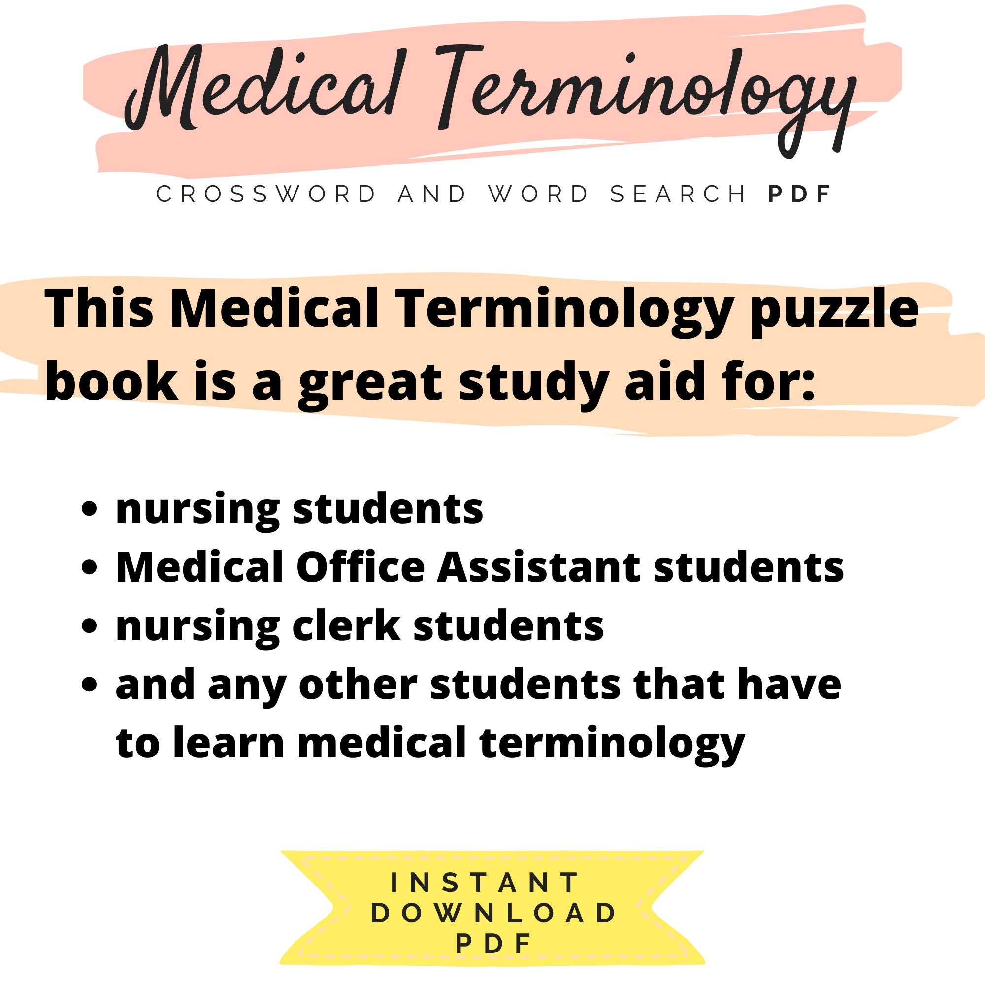 Fun Medical Terminology Crossword and Medical Terminology Word Search ...