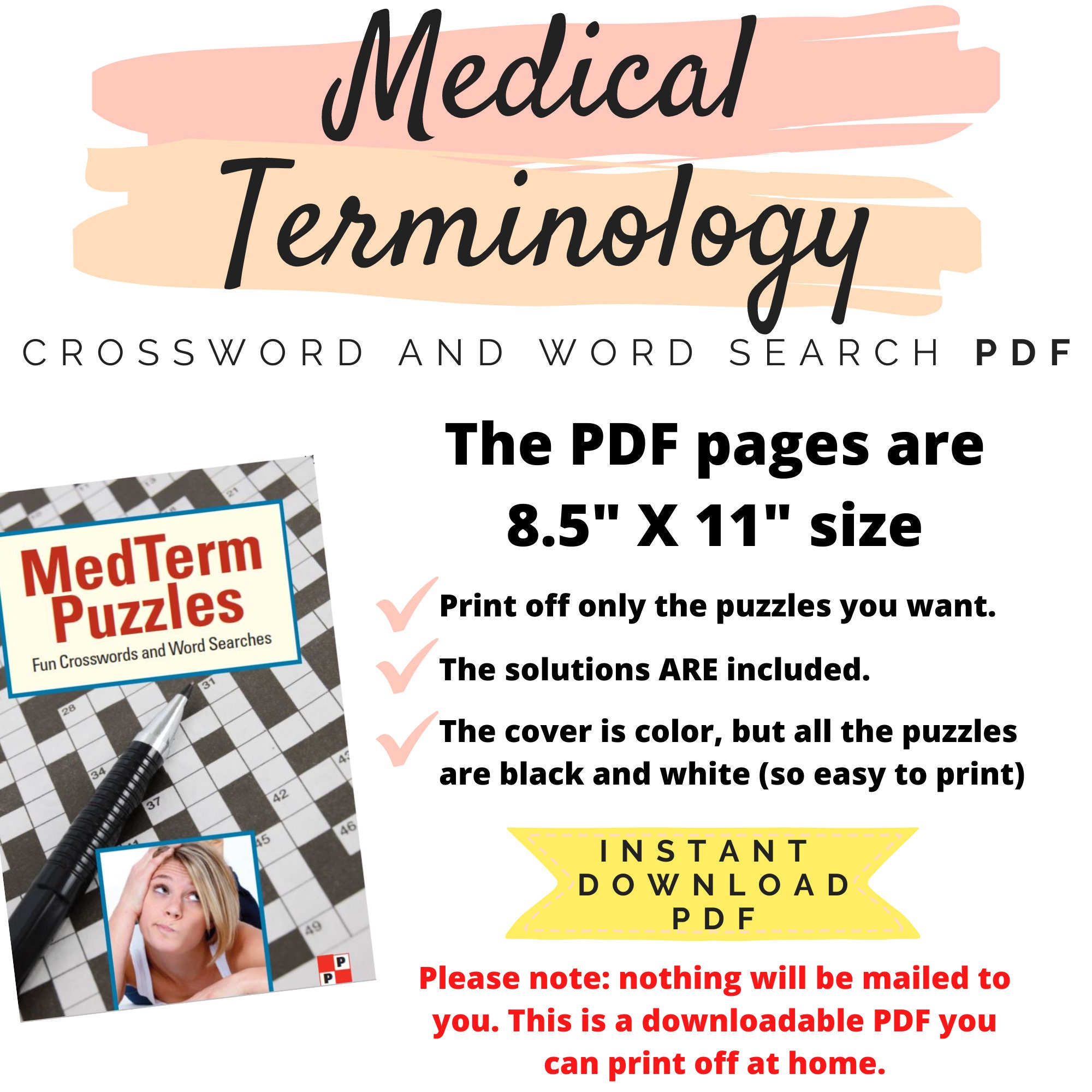 Medical Terminology Worksheet Medical Terminology Crossword & Word ...