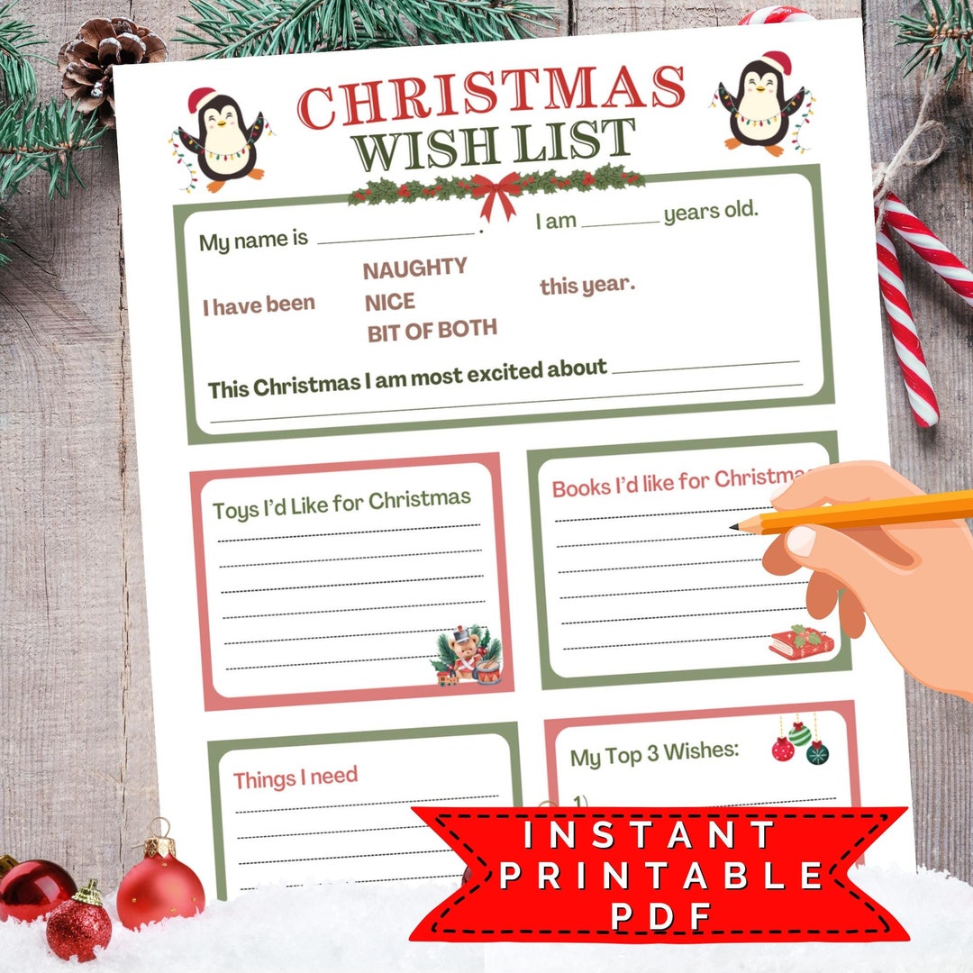 Christmas List for Kids, Christmas Wish List Christmas Gift List ...