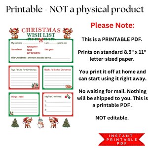 Reindeer Christmas Wish List for Kids: Printable Santa List (PDF) - Etsy