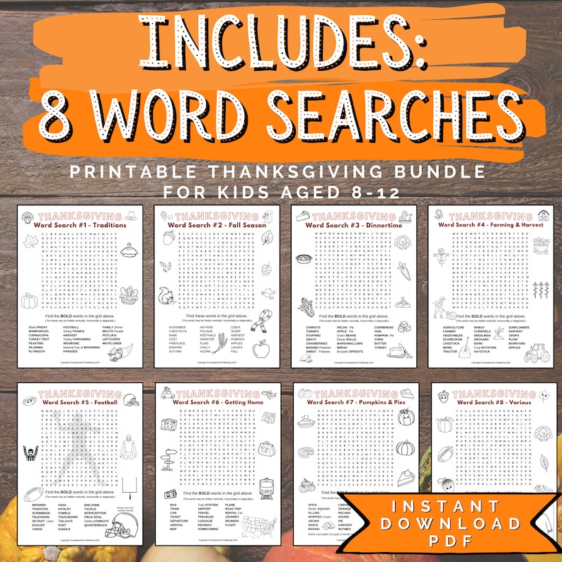 Thanksgiving Word Search & Big Bundle of Printable - Etsy UK