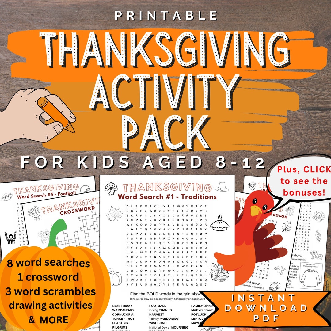 Thanksgiving Word Search Printable Thanksgiving Activities for Kids ...