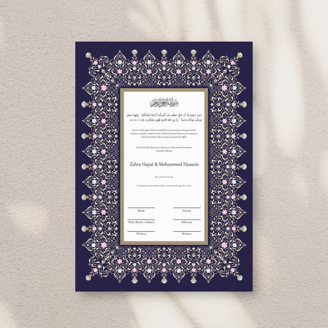 Buy DIGITAL Nikkah Certificate Printable Marriage Contract A4 ...
