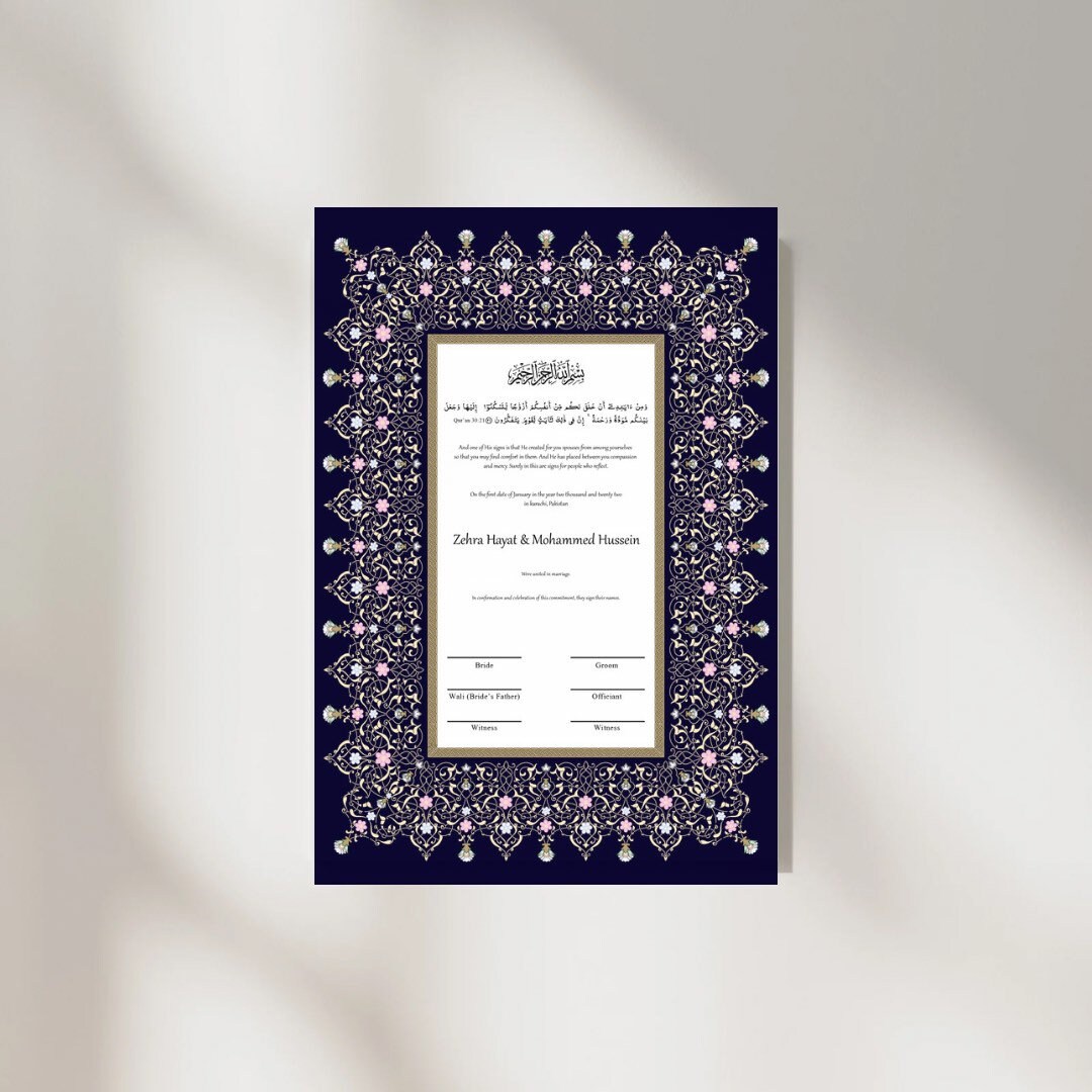 Buy DIGITAL Nikkah Certificate Printable Marriage Contract A4 ...