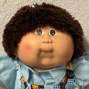 RARE Vintage Cabbage Patch Kid Boy Head Mold #14 Dark Brown Short Hair ...
