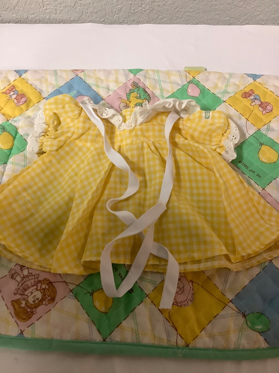 Vintage Cabbage Patch Kids Yellow Gingham Swing Dress SS Factory for ...