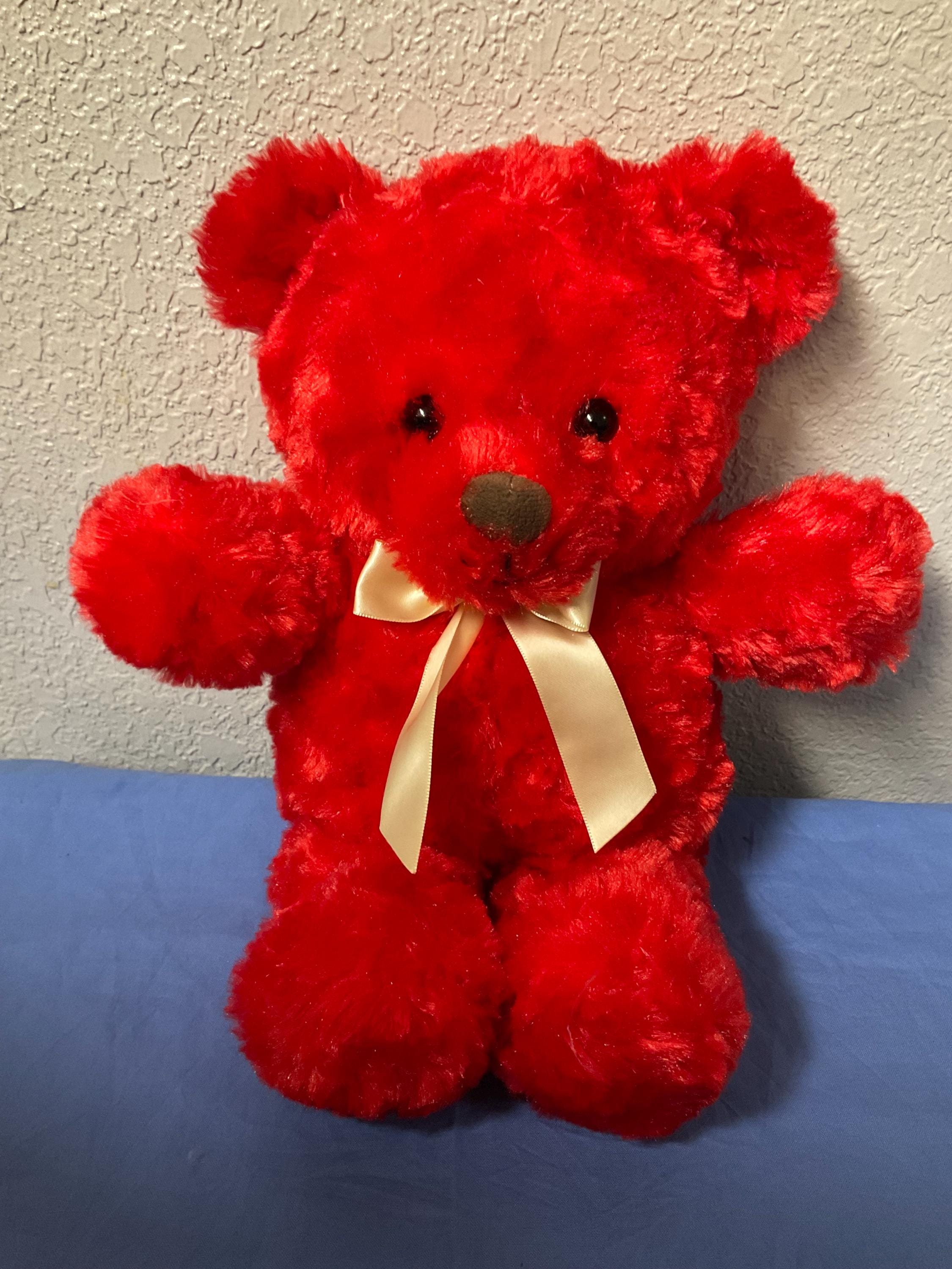 Kelly Toy Plush Red Teddy Bear With Beige Satin Bow Plush Toys Stuffed ...