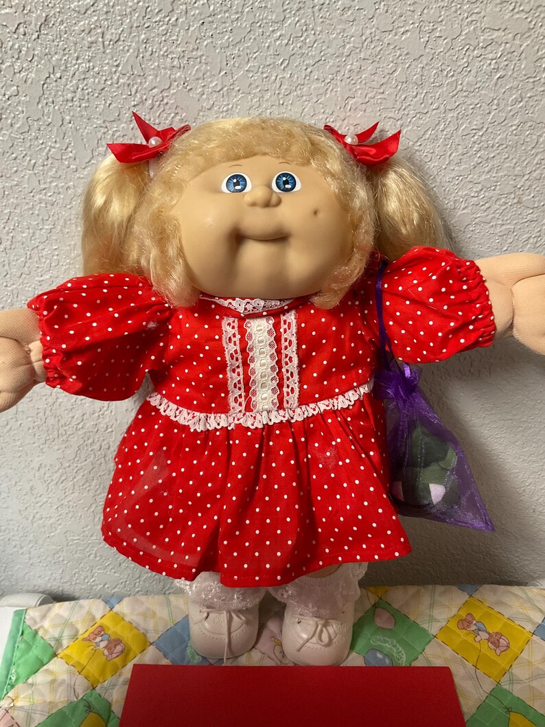 RARE Vintage Cabbage Patch Kid Girl Cornsilk Double Ponytails Blue Eyes ...