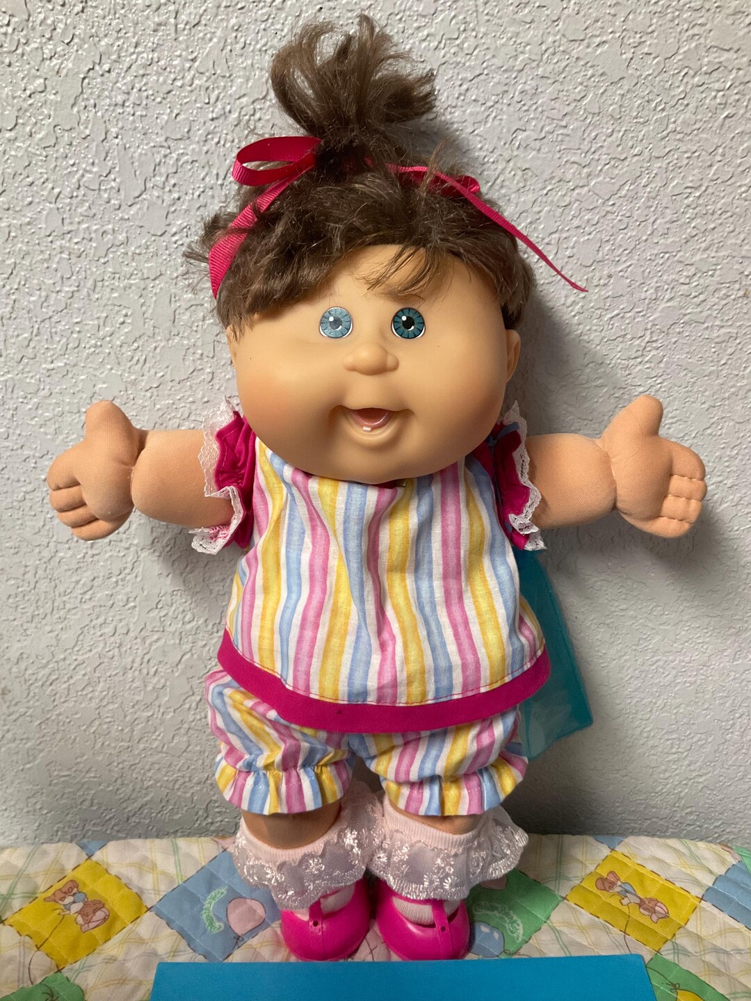 Vintage Cabbage Patch Kid Play Along Girl PA-15 Brown Hair Green Eyes ...