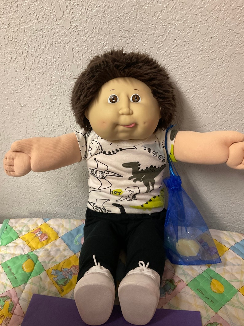 Vintage Cabbage Patch Kid Boy Dark Brown Fuzzy Hair Brown Eyes IC1 Made ...