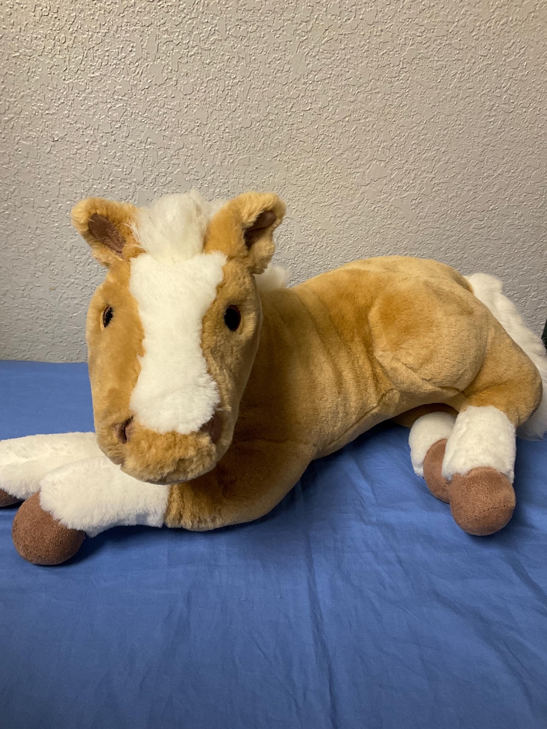 Plush Tan & White Horse in Lying Down Position Velcro Underneath ...