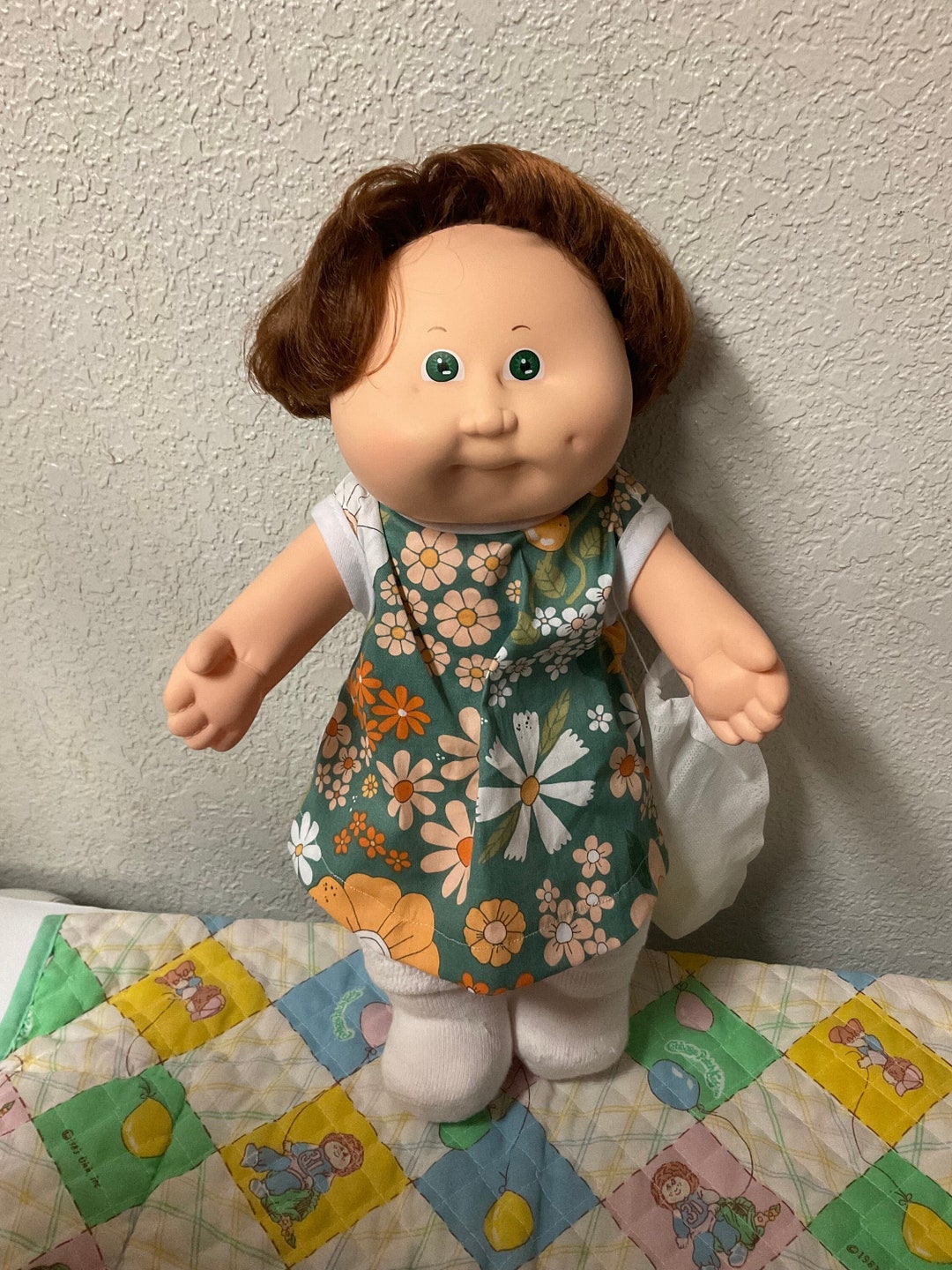 Vintage Cabbage Patch Kid Girl Hard Body Head Mold 3 Auburn Cornsilk Hair Green Eyes 1987 ...