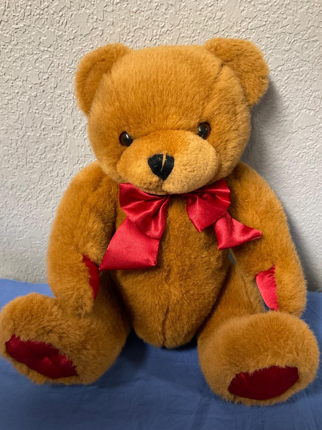 Plush Brown Teddy Bear With Red Bow Stuffed Animals Plush Toys Teddy ...