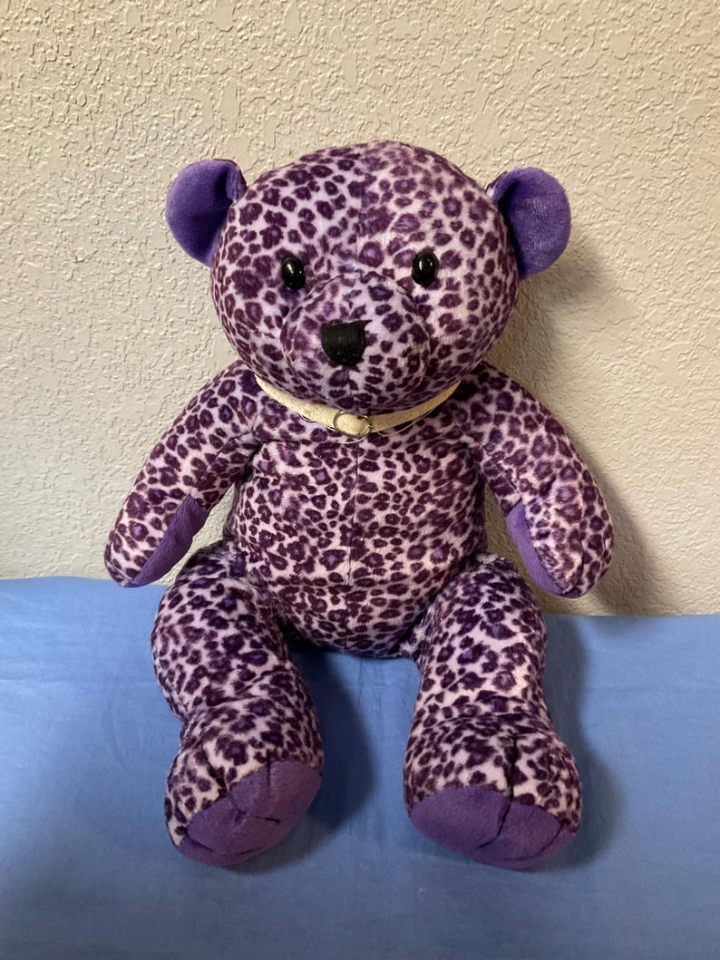 Vintage Purple Animal Print Teddy Bear by the Limited Too Stuffed ...