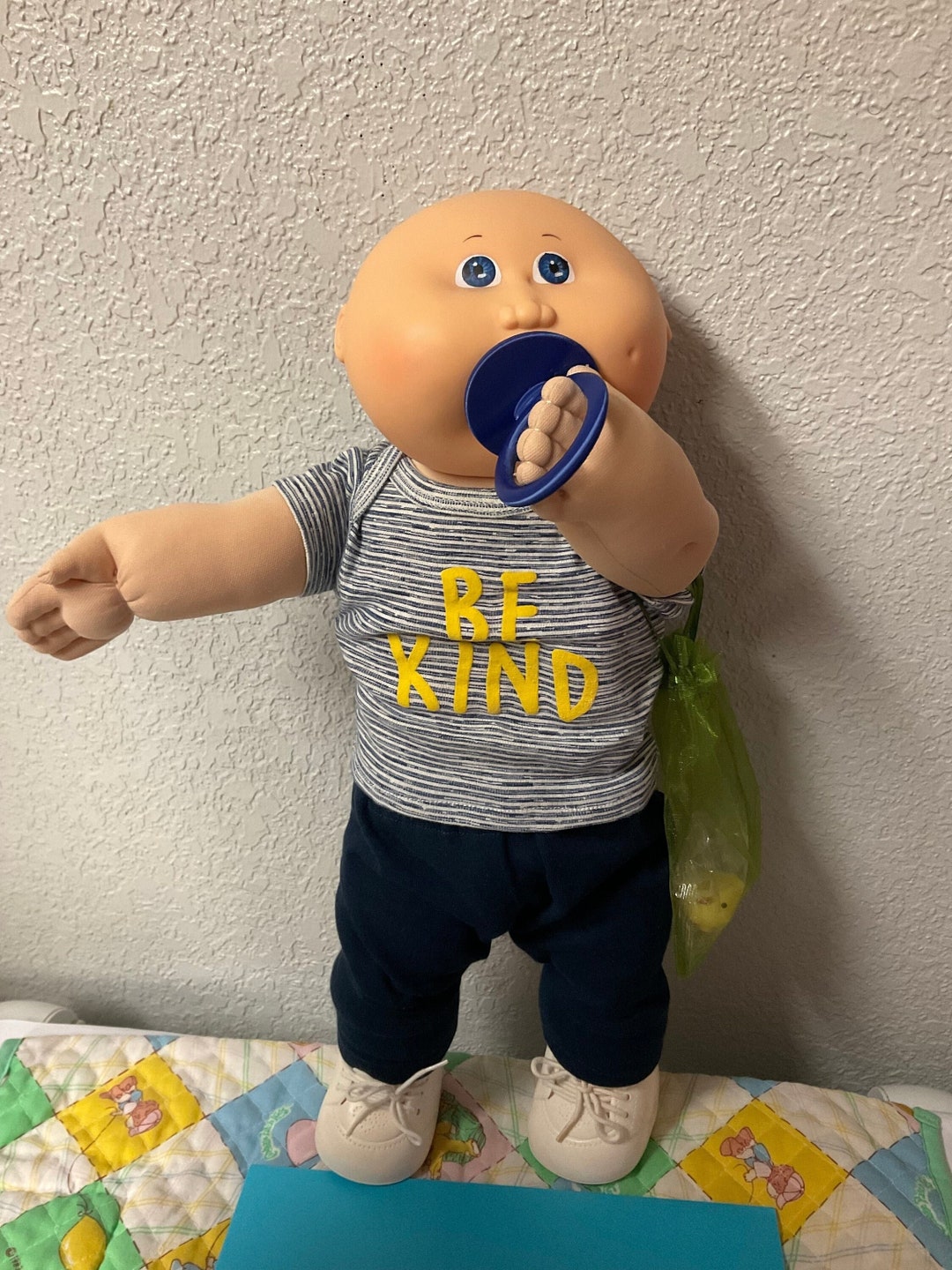 Vintage Cabbage Patch Kid Bald Boy With Pacifier Head Mold #6 Blue Eyes ...