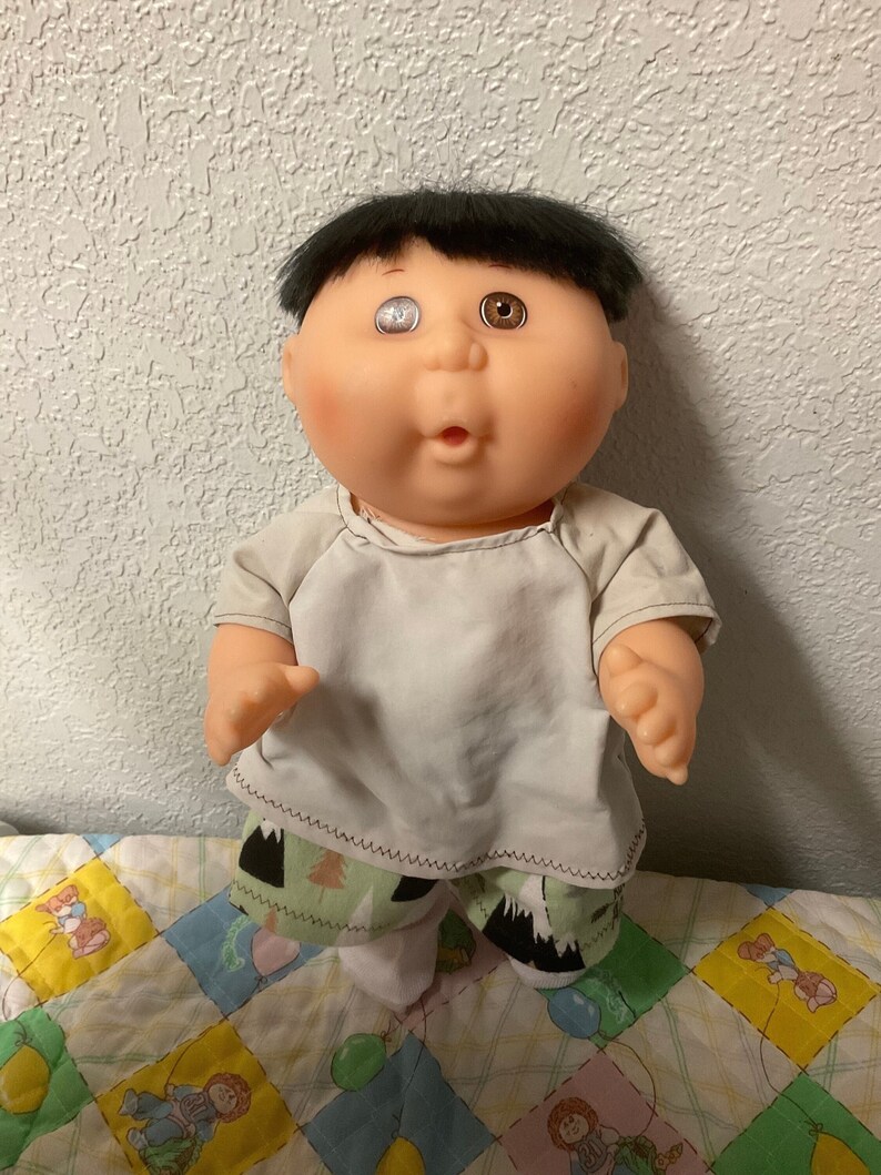 Vintage Cabbage Patch Kid Mattel Hard Body Asian Boy Black Hair Brown ...