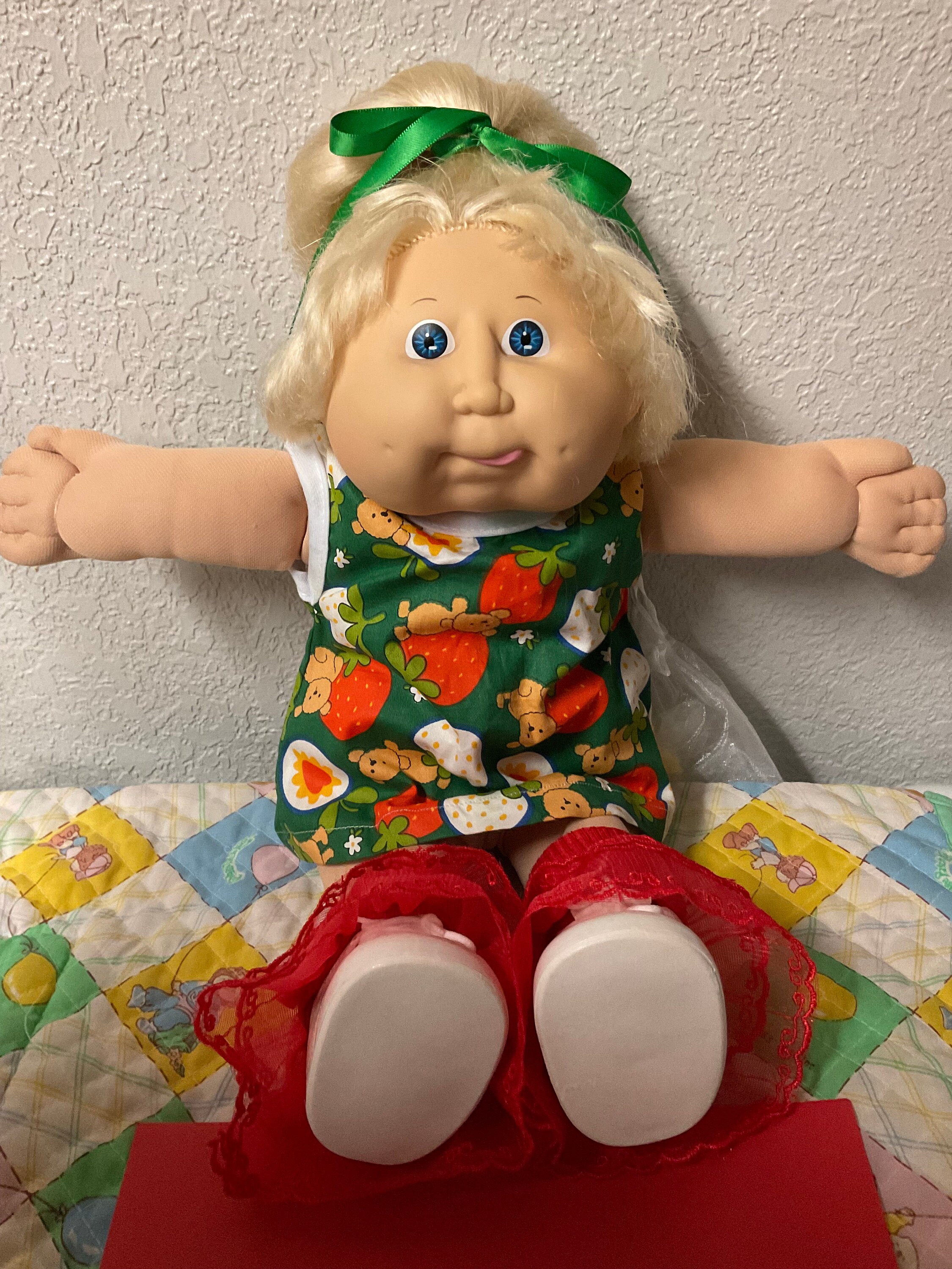 Vintage Cabbage Patch Kid Girl Blonde Cornsilk Single Pony Blue Eyes Tongue Out HM11 1986 ...