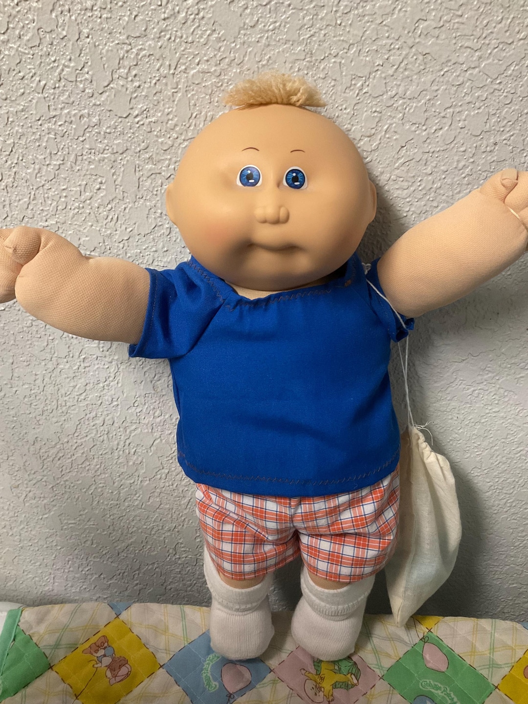 Vintage Cabbage Patch Kid Preemie Boy Wheat Tuft of Hair Blue Eyes Head ...