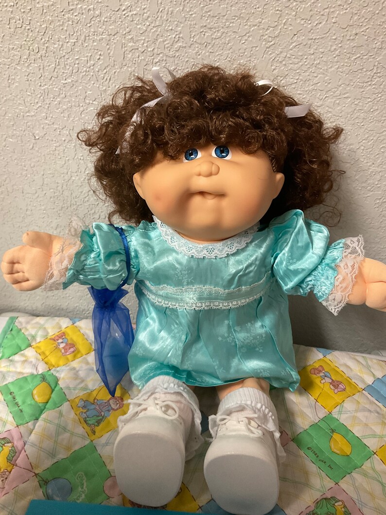 RARE Vintage Cabbage Patch Kid Designer Line Girl Curly Cornsilk Hair Blue Eyes P Factory HM18 ...