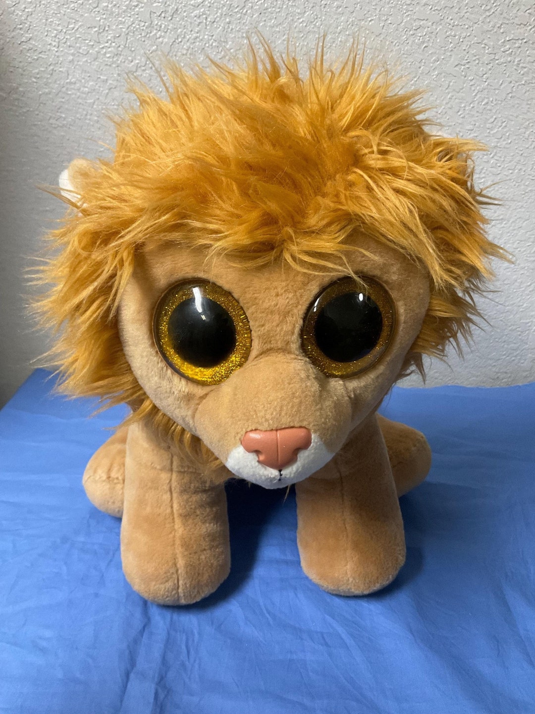 Ty Large Beanie Boo “louie” the Lion Polyester Fiber Plastic Pellets ...