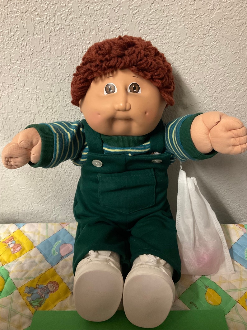 Vintage Cabbage Patch Kid Boy Auburn Hair Brown Loops Head Mold 2 1984 ...