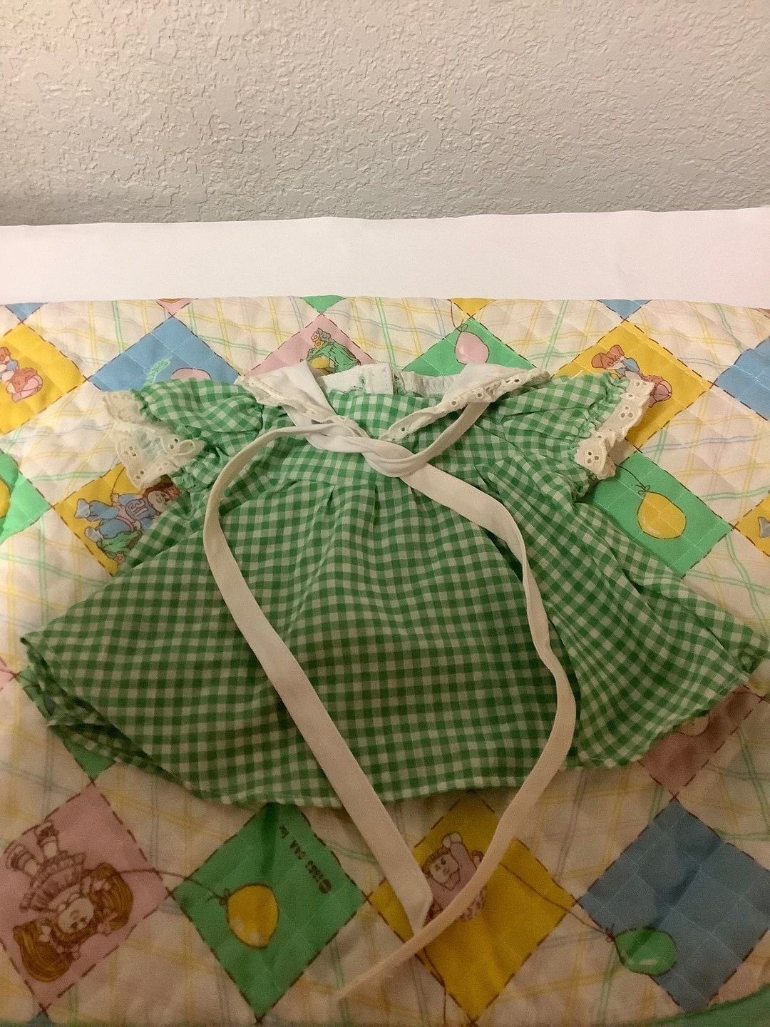 Vintage Cabbage Patch Kid Green & White Gingham Swing Dress OK Factory ...