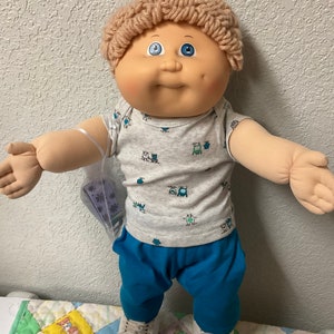 Vintage Cabbage Patch Kid Boy Wheat Hair Blue Eyes Head Mold #3 P Factory 1985 Collectors Doll ...