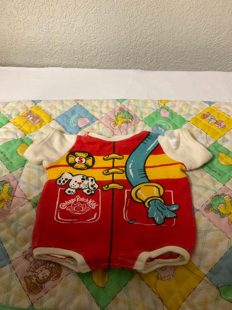 Vintage Cabbage Patch Kids “fire Station” Romper CPK Boy Doll Clothes ...
