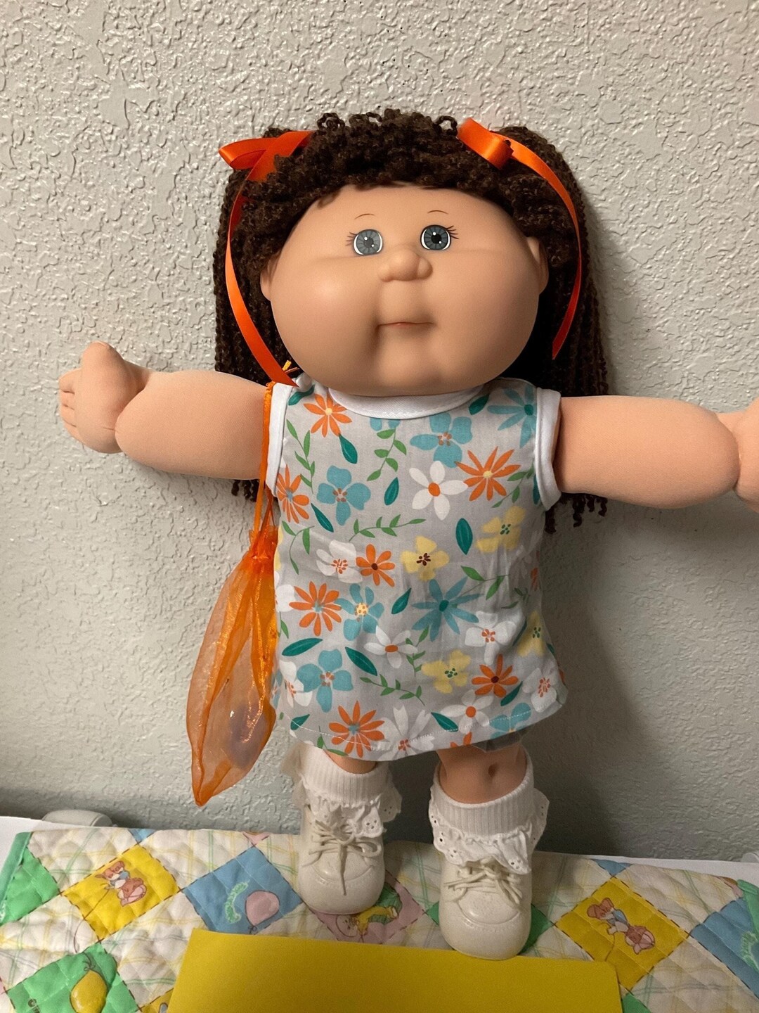 Vintage Cabbage Patch Kid Play Along Girl PA-3 Brown Poodle Hair Gray ...