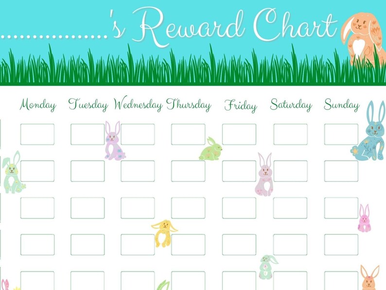 Children's Reward Chart, PRINTABLE, Rabbit Chore Chart, Sticker Chart ...