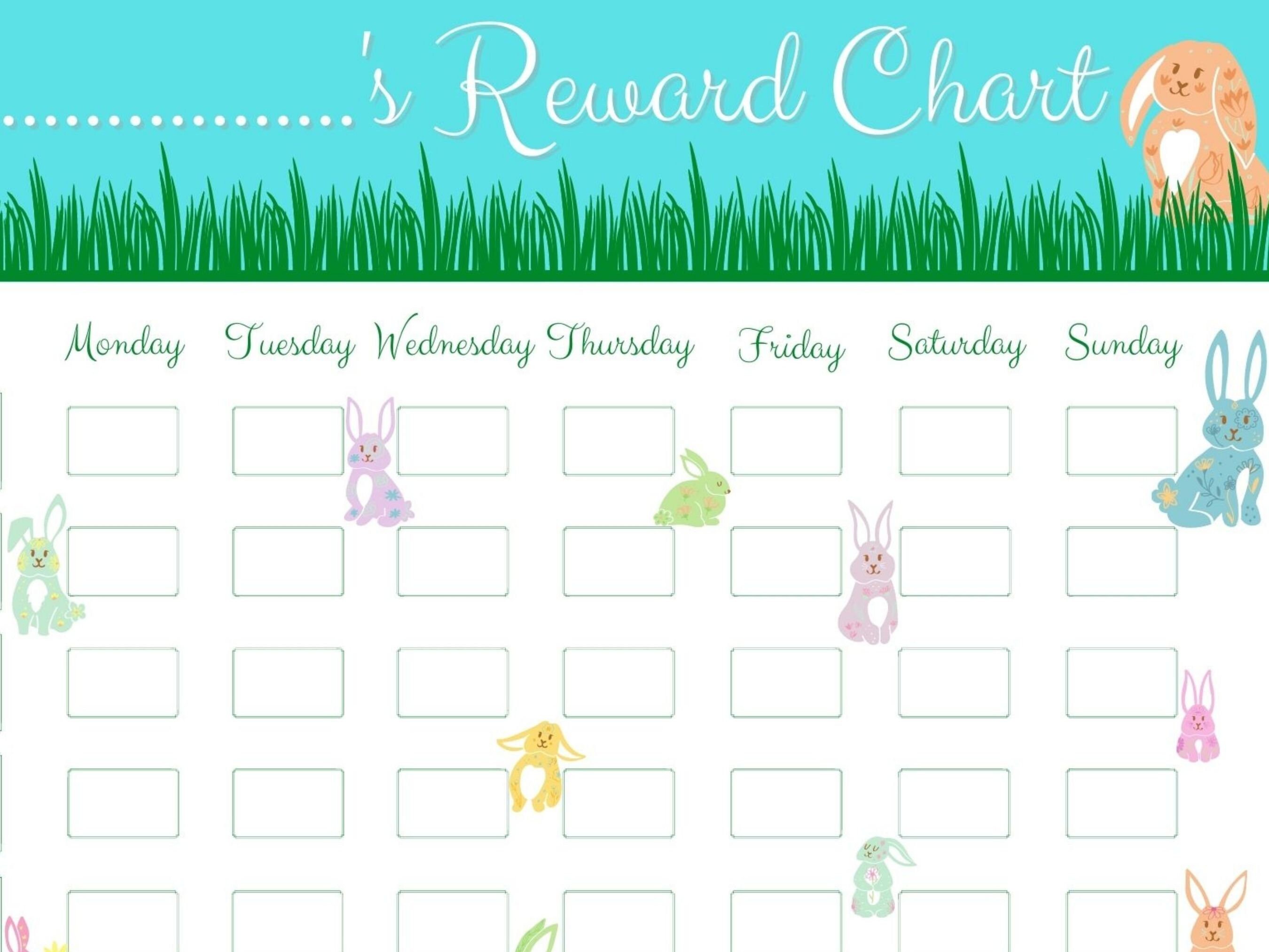 Children's Reward Chart, PRINTABLE, Rabbit Chore Chart, Sticker Chart ...