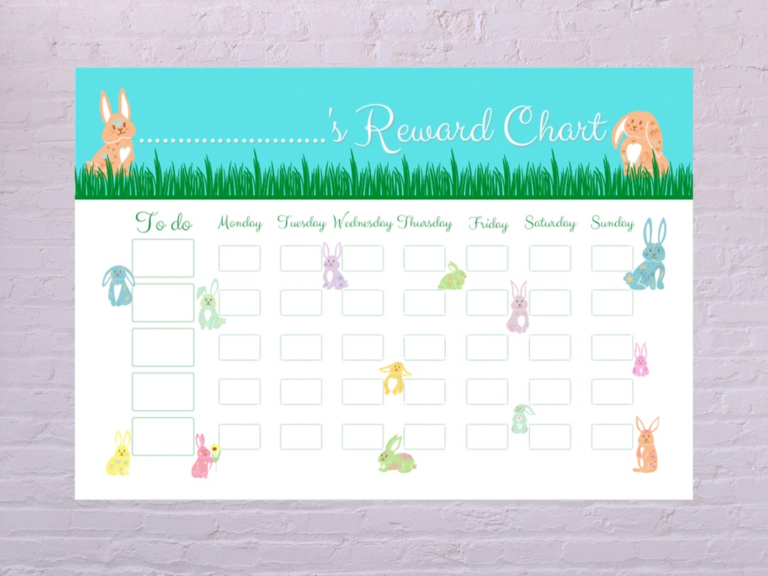 Children's Reward Chart, PRINTABLE, Rabbit Chore Chart, Sticker Chart ...