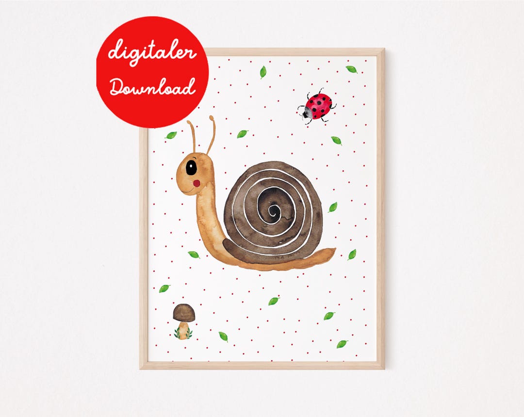 Snail Poster Children's Room Poster - Digital Download - Etsy