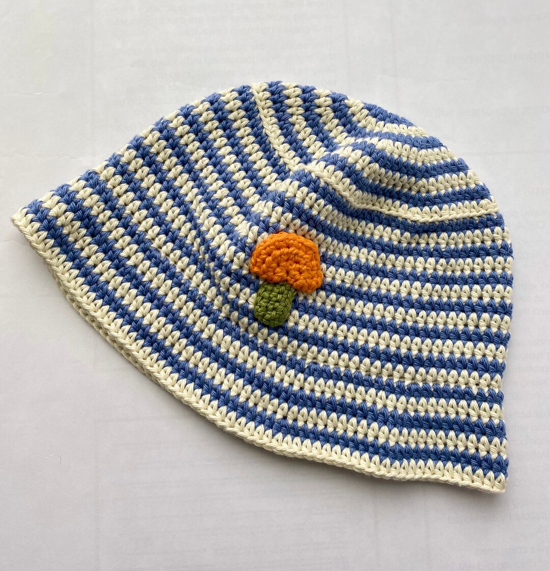 Striped Bucket Hat With Appliqué - Etsy