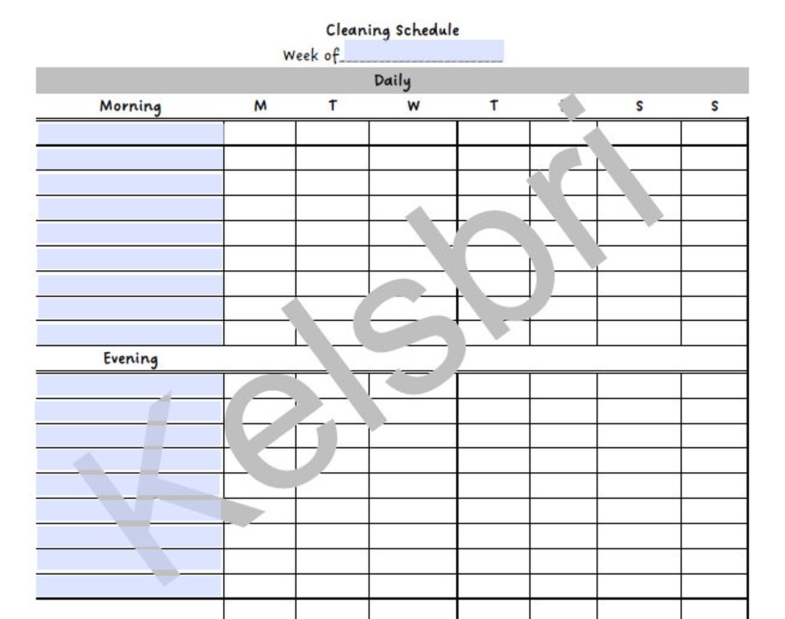 Fillable Weekly Cleaning Checklist Printable PDF - Etsy