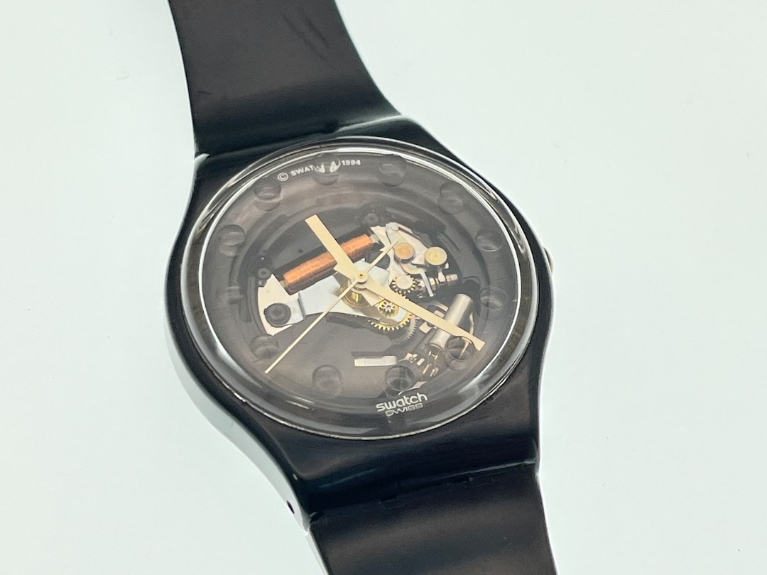 Vintage Wristwatch Swatch skeleton Dial Black AG 1994 - Etsy