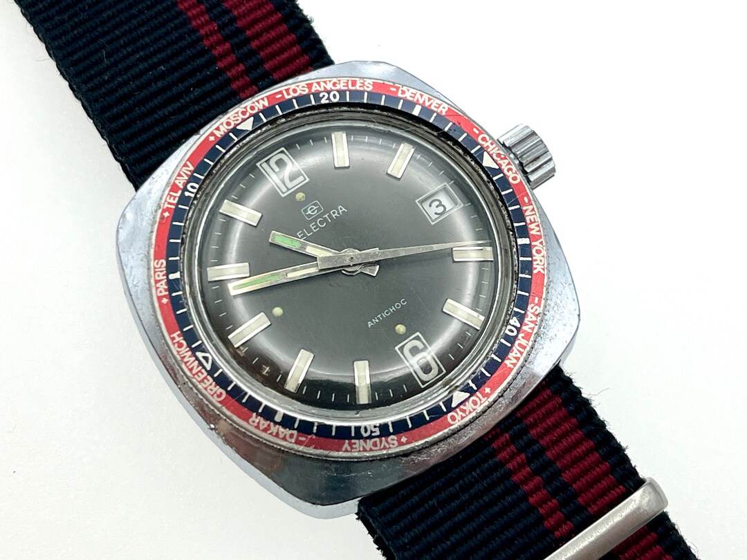 Vintage Electra Watch Diver GMT for Men Mechanical - Etsy