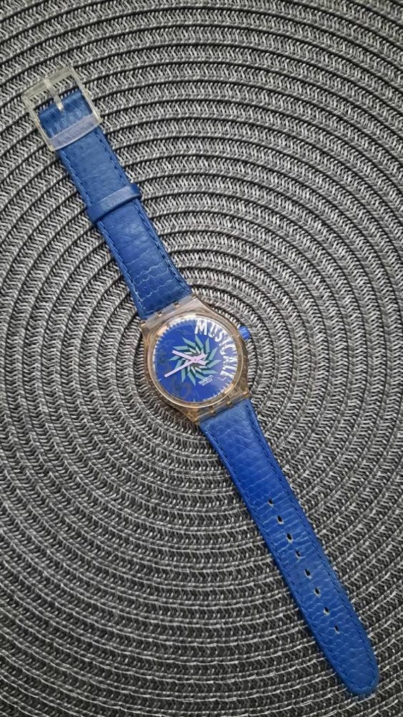 1992 Swiss Swatch Watch Musical Tone In Blue SLK100 c… - Gem