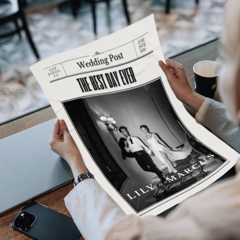 Editable Wedding Newspaper Program: Canva Template (digital Download ...