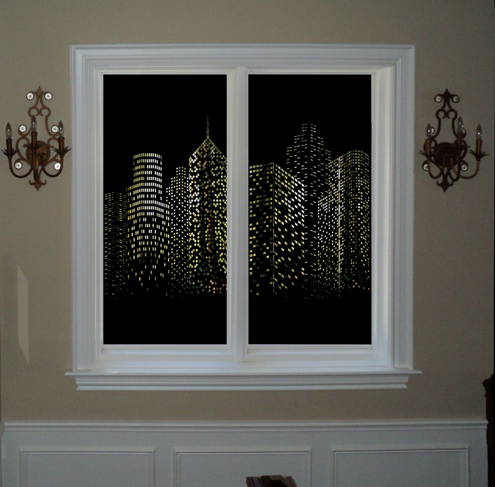 Night City View, Night Urban Skyline, Custom Shades, Modern Blackout ...