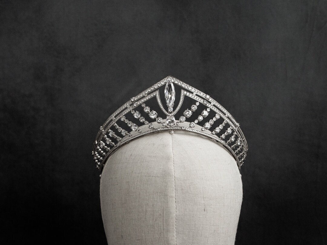 Bridal Weeding Tiara Regal Elegance Zircon Crown in Gold-plated Silver ...