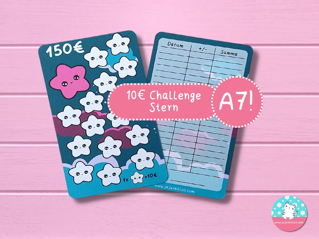 10 Euro Challenge Star Savings Challenge Kawaii Envelope Method for ...