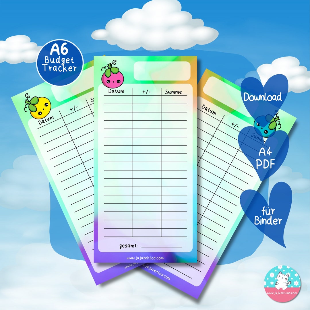 Budgettracker Cute Berry - Einnahmen Ausgaben - PDF A4 - 3er Set ...